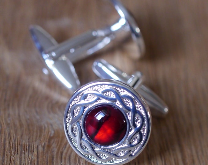 Vintage Anson Cufflinks /made in U.S.A./ Red Cabachon Cufflinks and Tie ...