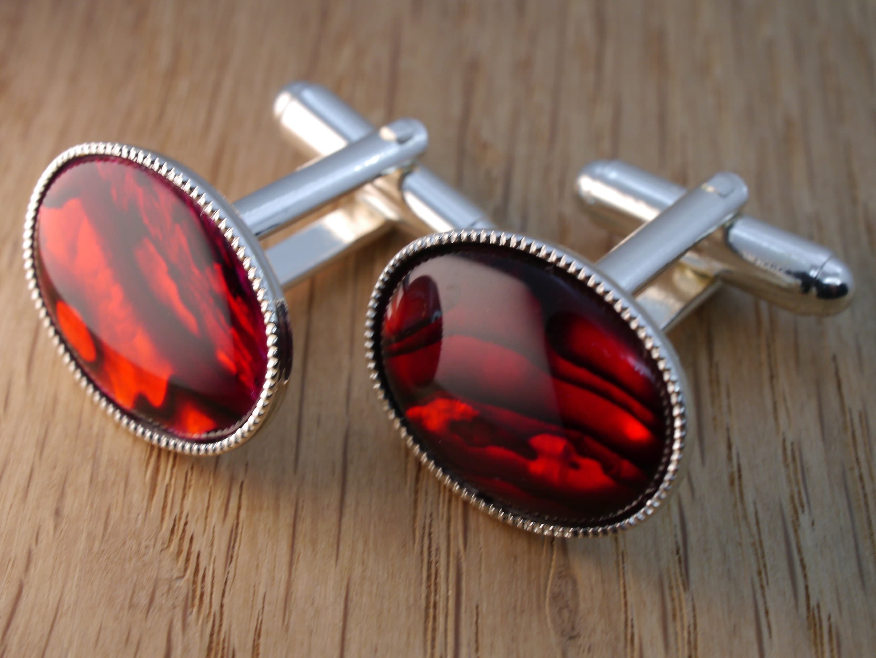 Red Cufflinks Abalone 40 Anniversary Ruby Wedding July 21 30 | Etsy