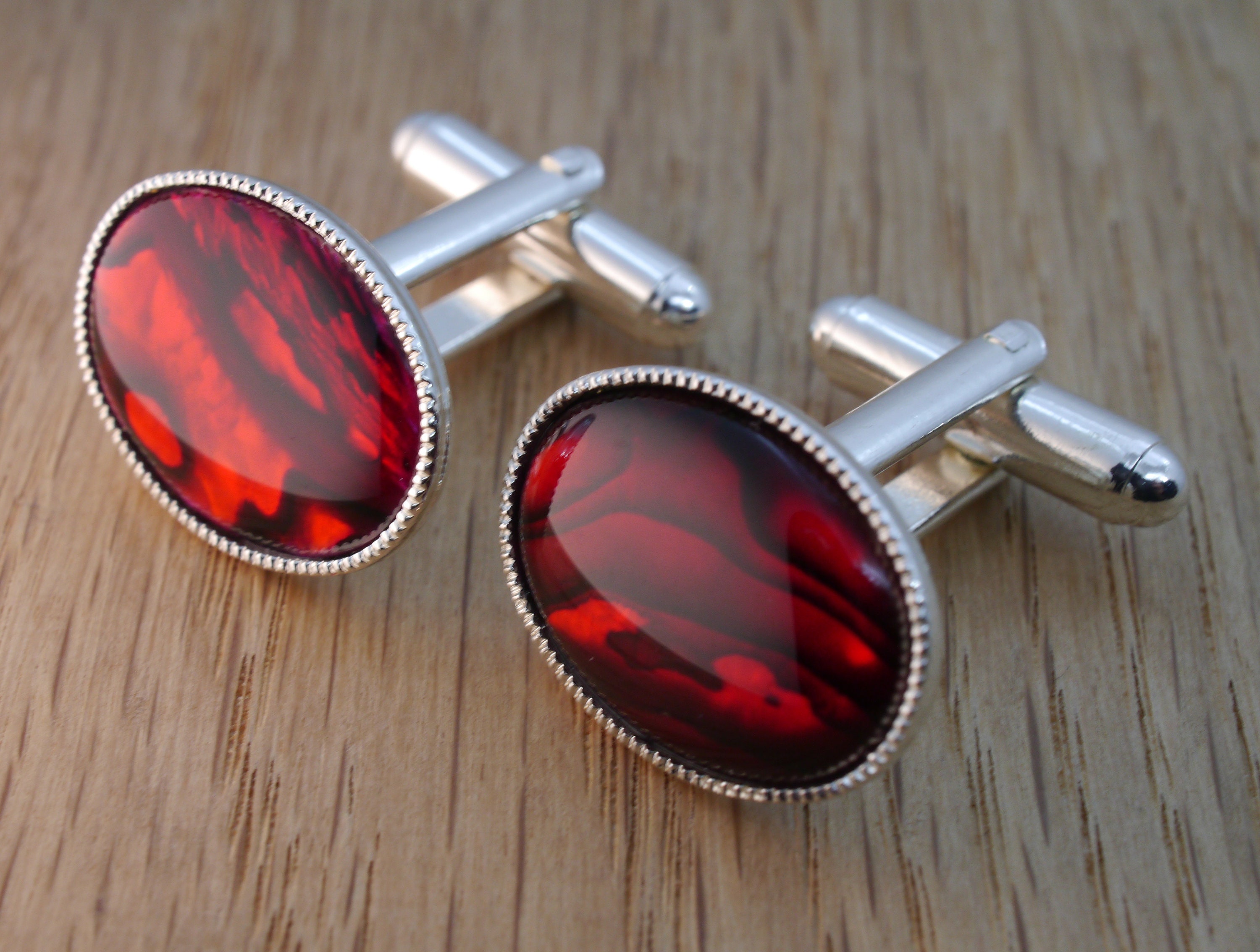 Red Cufflinks Abalone 40 Anniversary Ruby Wedding July 21 30 | Etsy