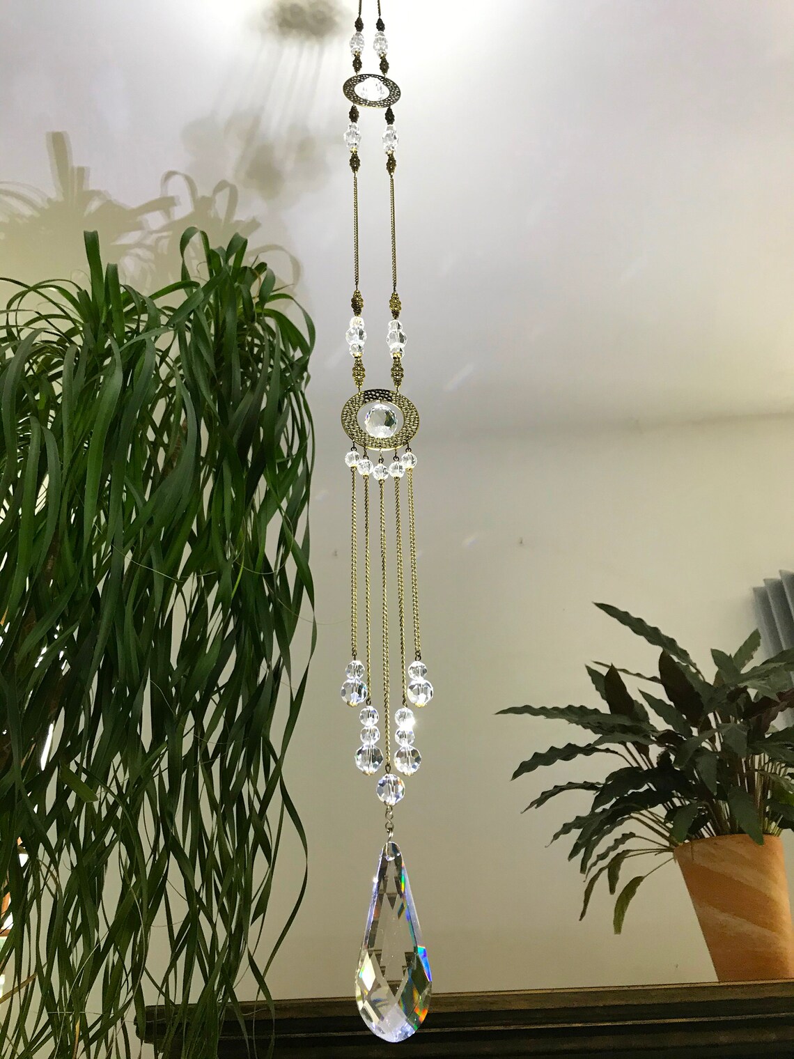 Elegant Long Unique Crystal Window Decoration Suncatcher - Etsy