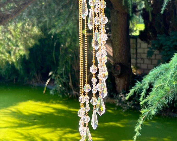 Golden Gorgeous Suncatcher Chandelier, Sun Catcher Crystals for Windows ...