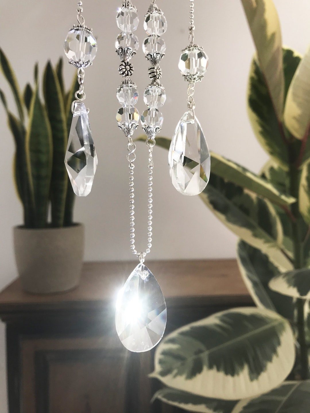 Elegant Crystal Pendant Suncatcher – Glass Hanging Decor for Windows ...