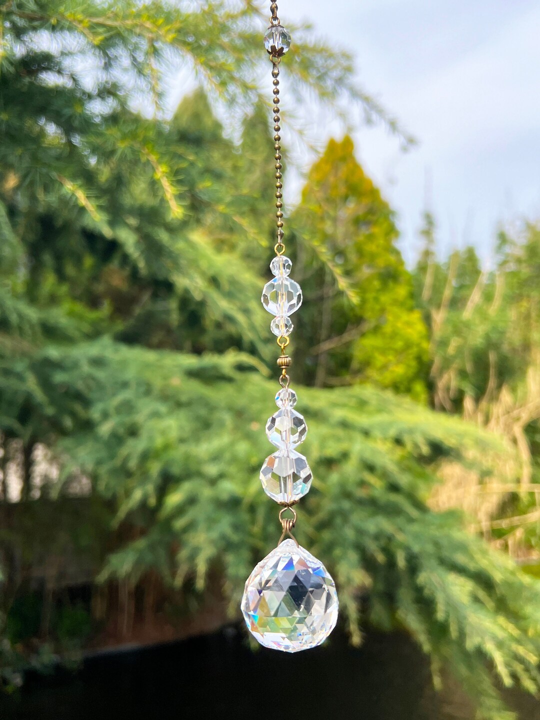Faceted Crystal Ball Suncatcher: Window Prism Light Catcher - Etsy