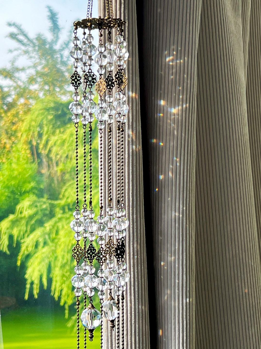 Elegant Long Crystal Suncatcher Chandelier – Authentic Crystal Light ...