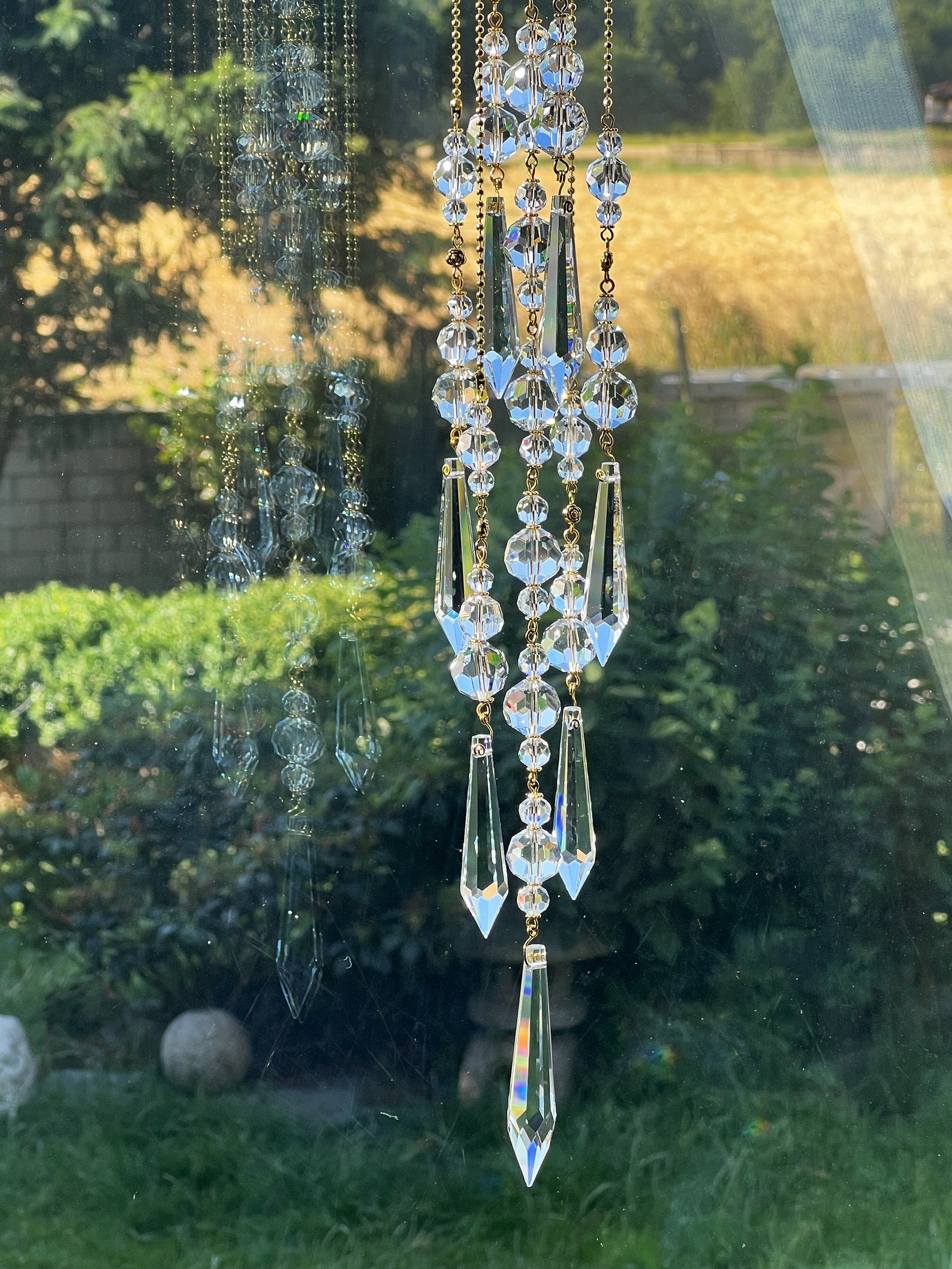 Golden Gorgeous Suncatcher Chandelier, Sun Catcher Crystals for Windows ...