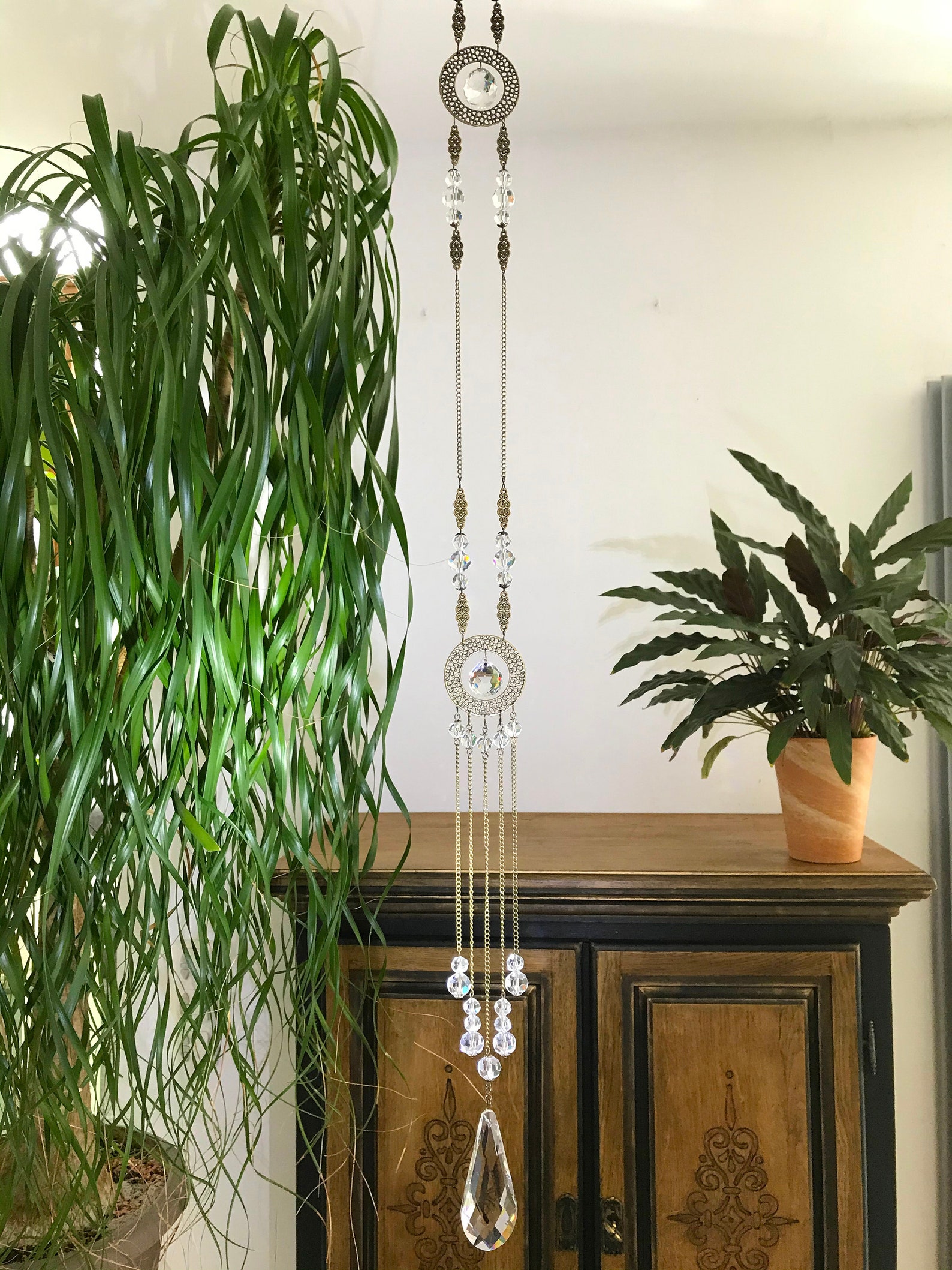 Elegant Long Unique Crystal Window Decoration Suncatcher - Etsy