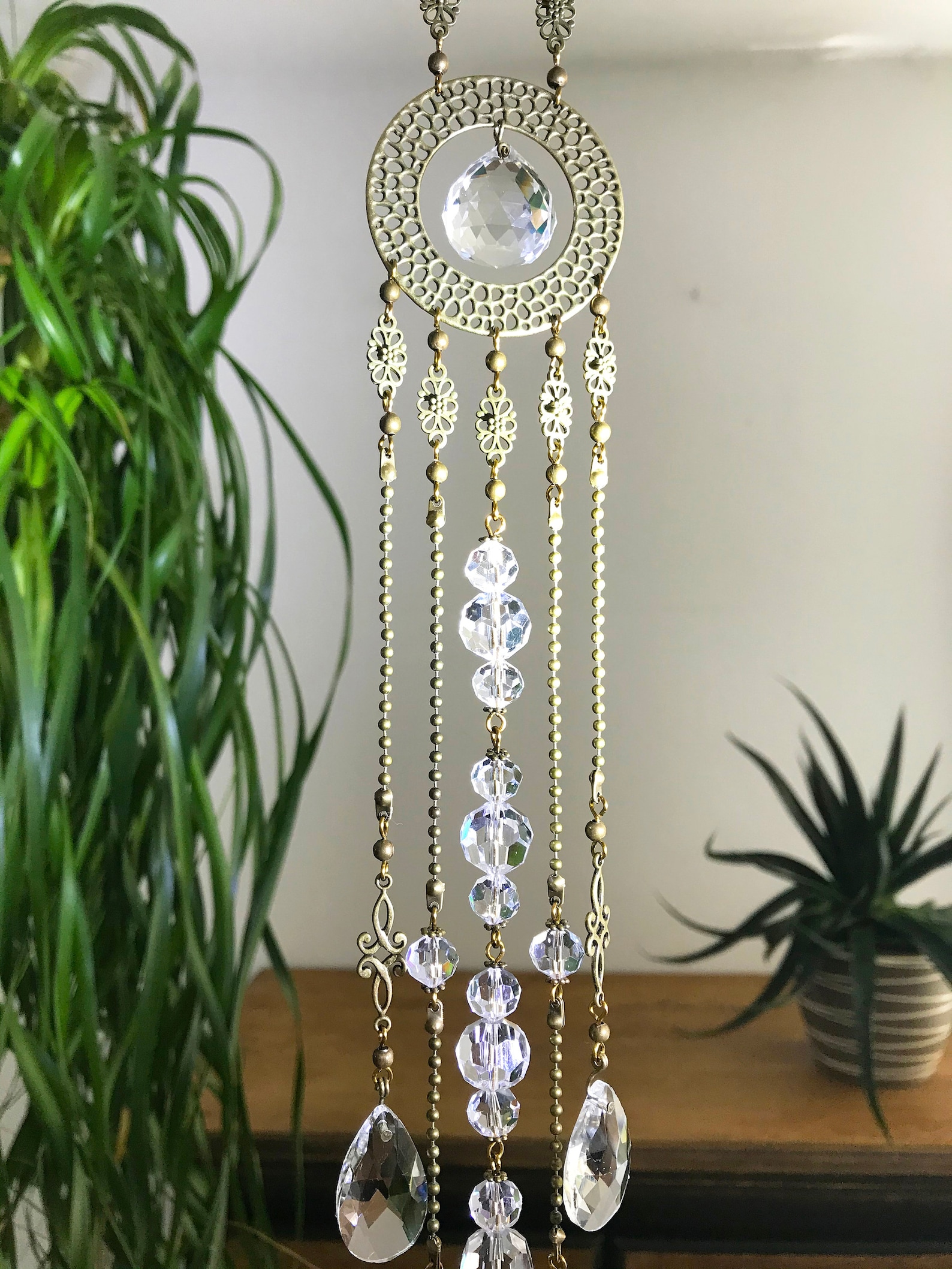 Unique crystal window decoration suncatcher chandelier | Etsy