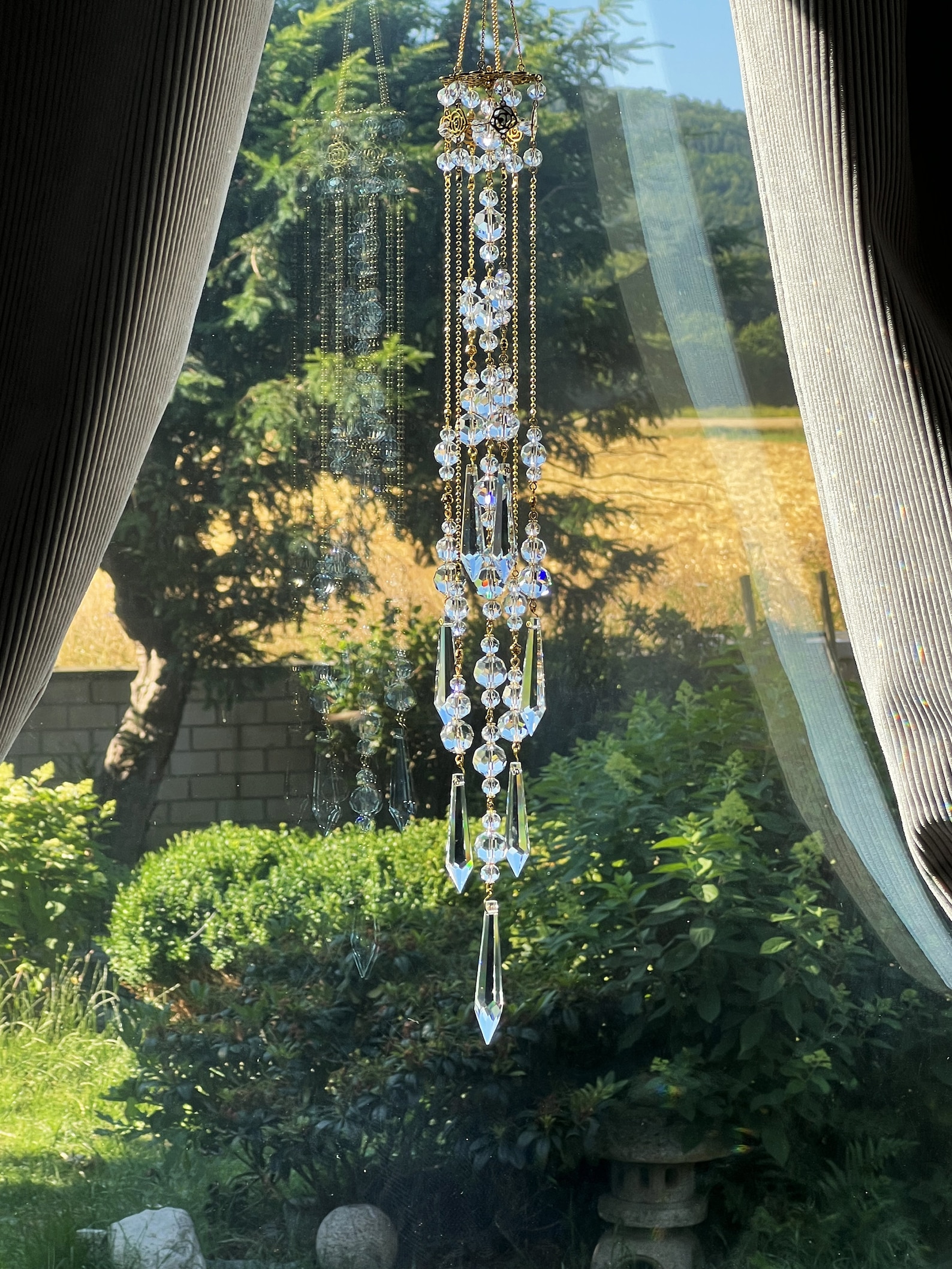 Golden Gorgeous Suncatcher Chandelier, Sun Catcher Crystals for Windows ...
