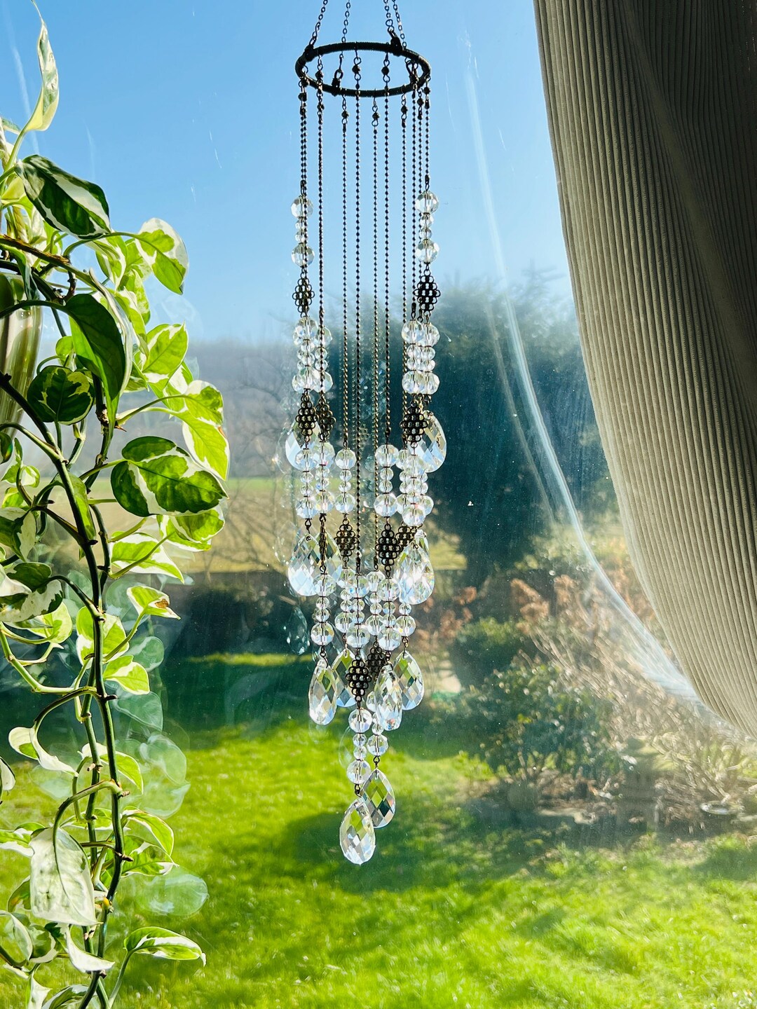 Elegant Authentic Crystal Suncatcher Chandelier – Sparkling Window Lightcatcher & Decorative ...