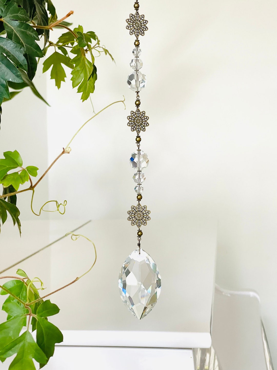 Crystal Suncatcher for Windows: Elegant XXL Light Catcher, Rainbow ...