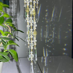 Golden Gorgeous Suncatcher Chandelier, Sun Catcher Crystals for Windows, Decor Crystals ...