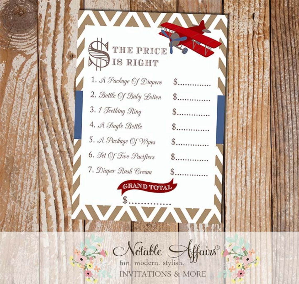 Matching Price is Right Game Sheet - Choose Your Invitation and Game ...