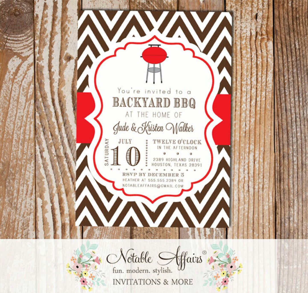 BBQ Barbecue Backyard Party Celebration Couples Shower Invitation ...