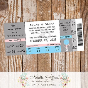 Pregnancy Announcement Themed Oversized Ticket Invitation - Etsy