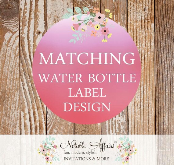 Matching Water Bottle Labels - 8x2 inches - Choose your invitation and ...