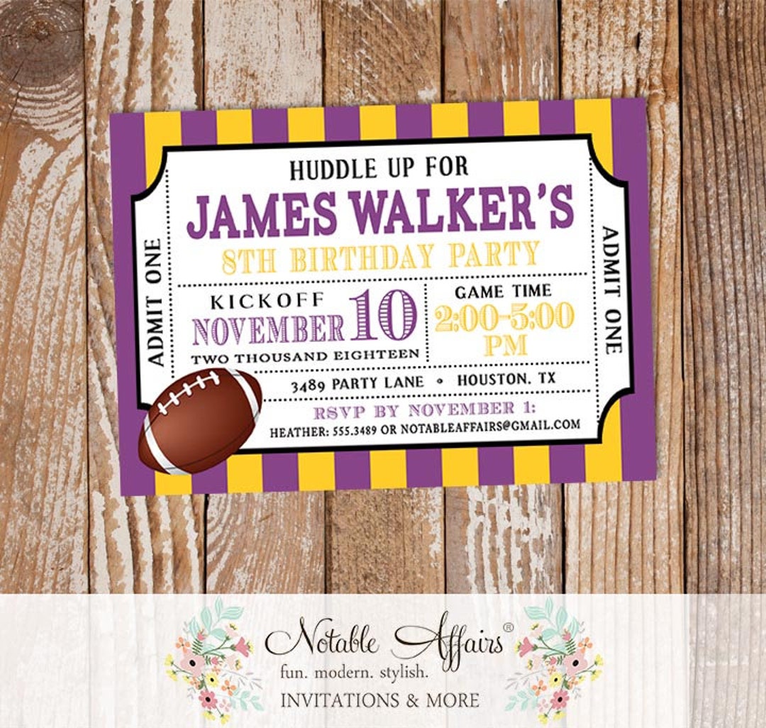 Football Tailgate Birthday Party Football Ticket Invitation - Deep ...