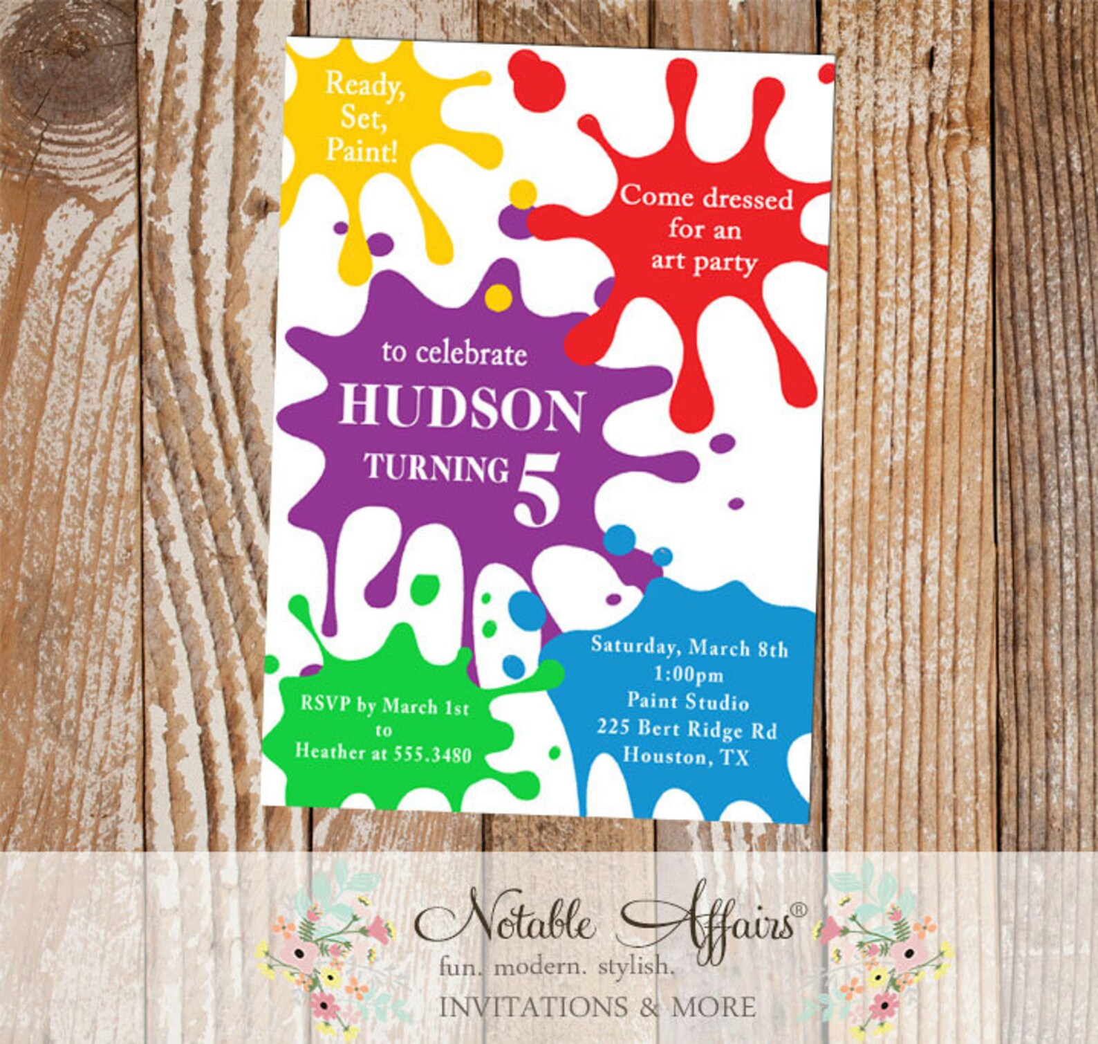 Splat Art Artist Birthday Party Invitation Paintball - Etsy