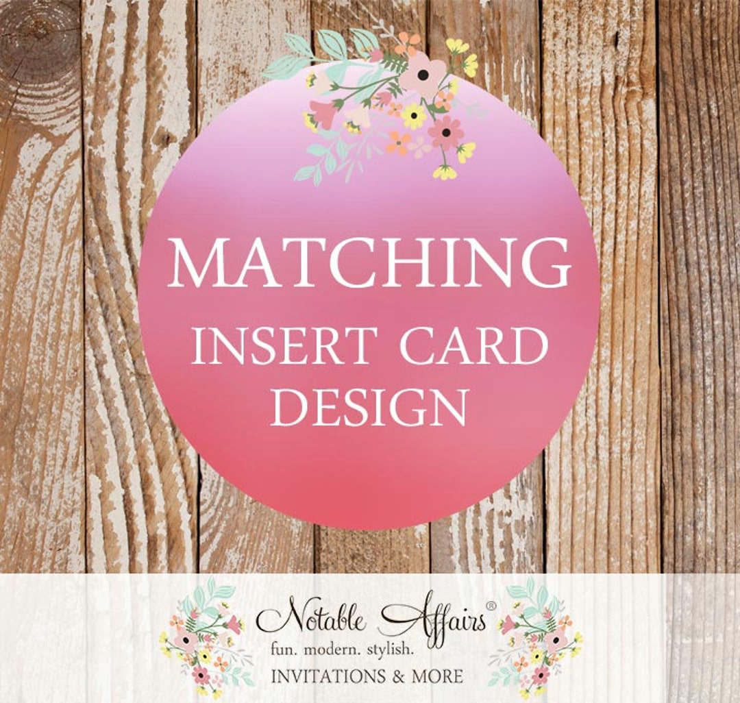 Matching Insert Cards - Choose Your Invitation and Matching Card ...