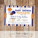 Blue and Orange Football Tailgate Baby Shower Invitation Choose Your 2 ...