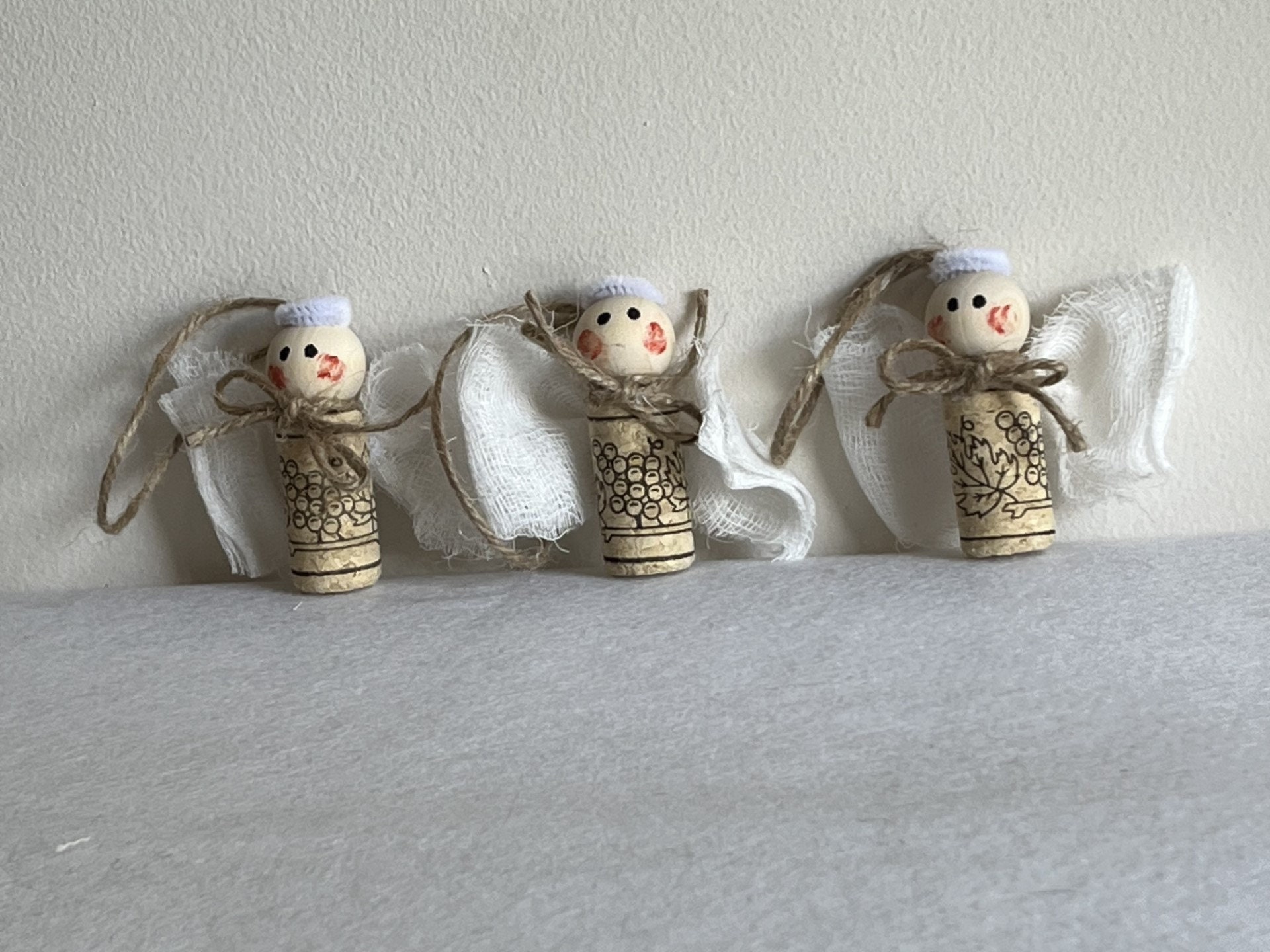Wine Cork Angels Set of Three Tree Ornaments - Etsy