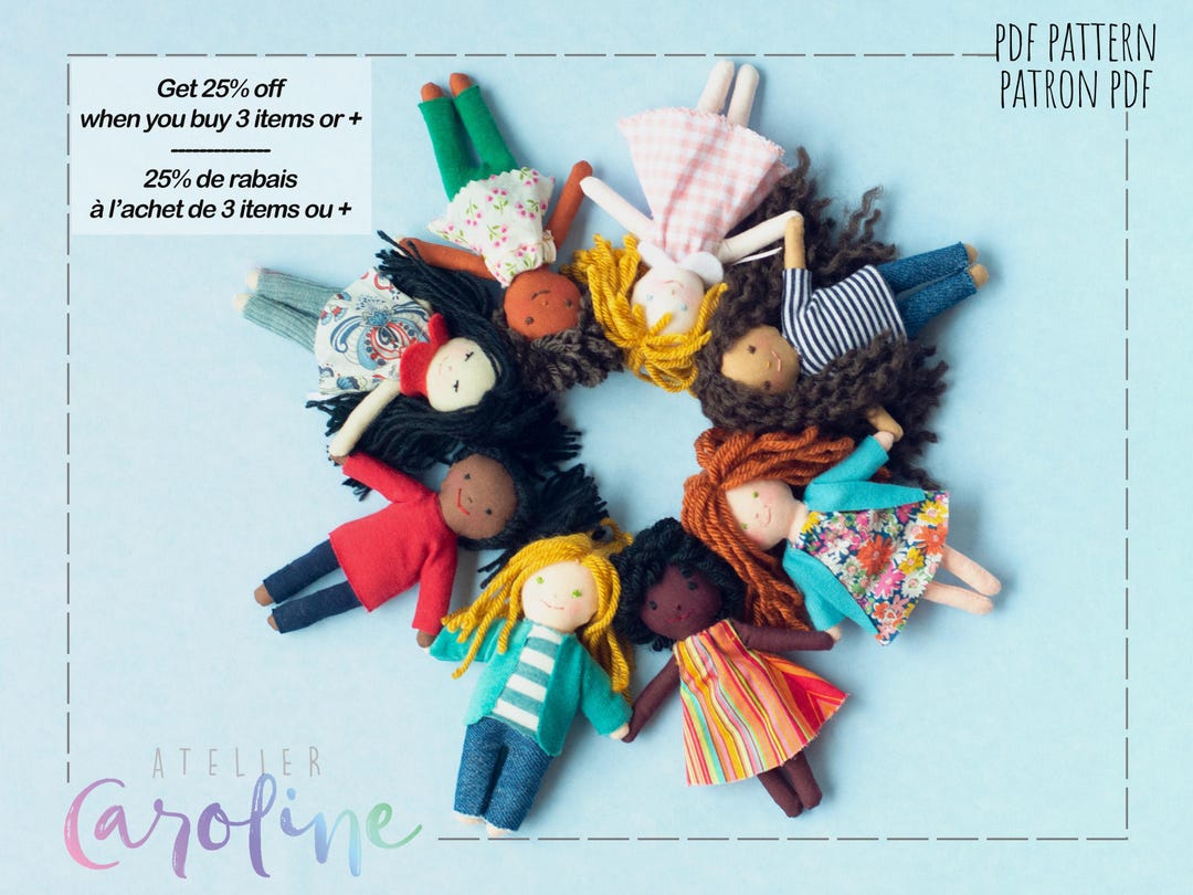 Mini Rag Doll PDF Sewing Pattern, English and French, Included Are ...