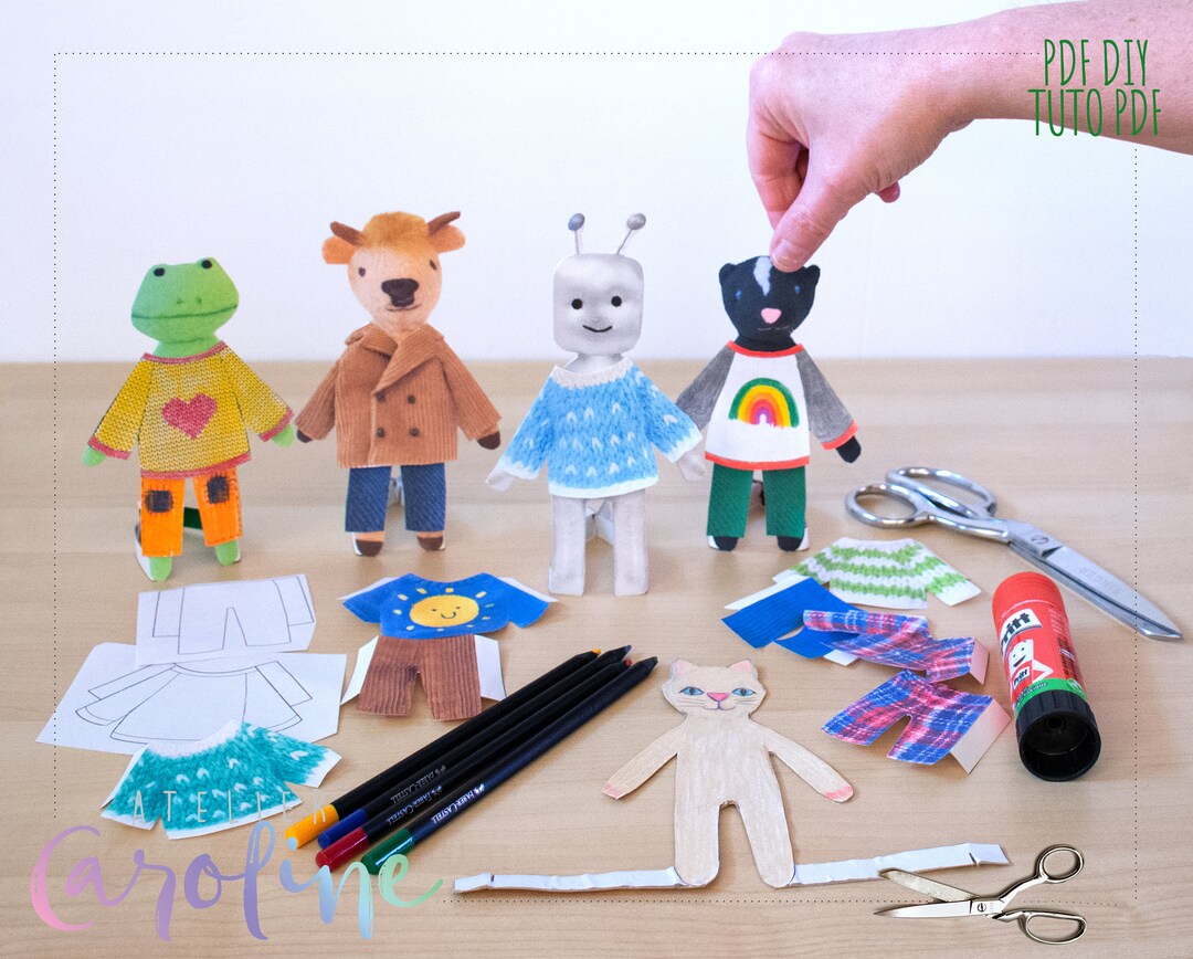 Animals, Robot and Colouring Paper Doll Downloadable PDF - Etsy