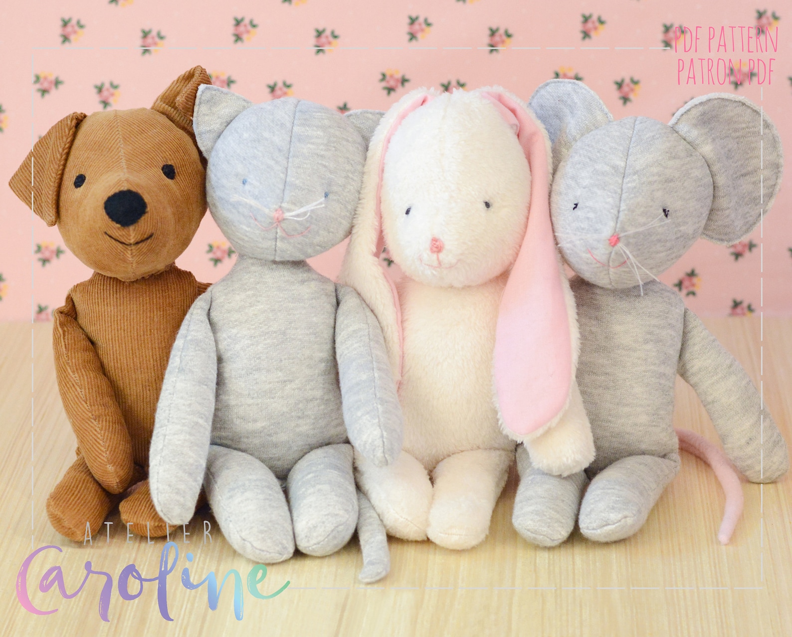 Downloadable PDF Sewing Patterns 4 SMALL Stuffed Toy Bunny | Etsy