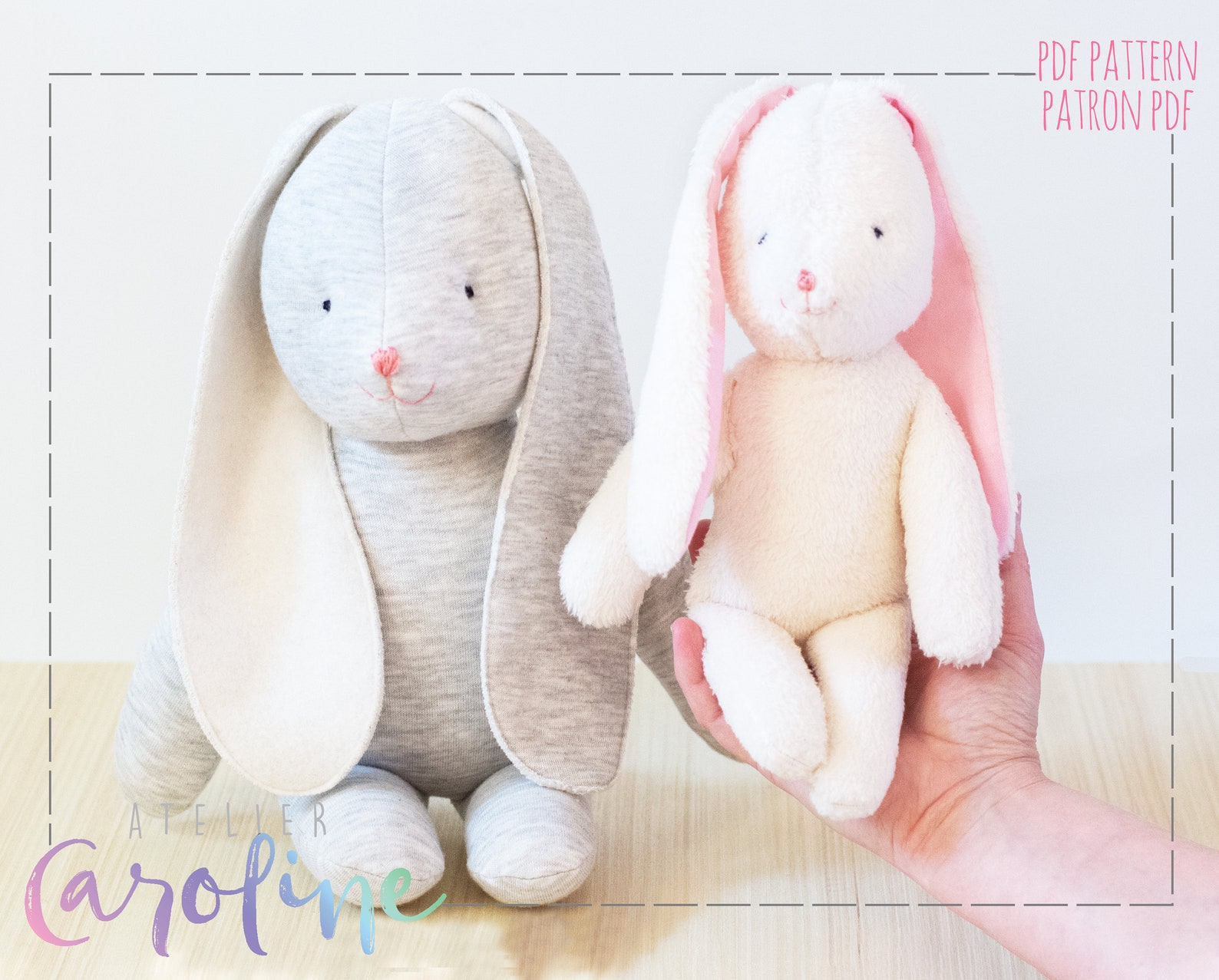 Bunny Rabbit Plush Pdf Sewing Pattern and Tutorial Small and - Etsy
