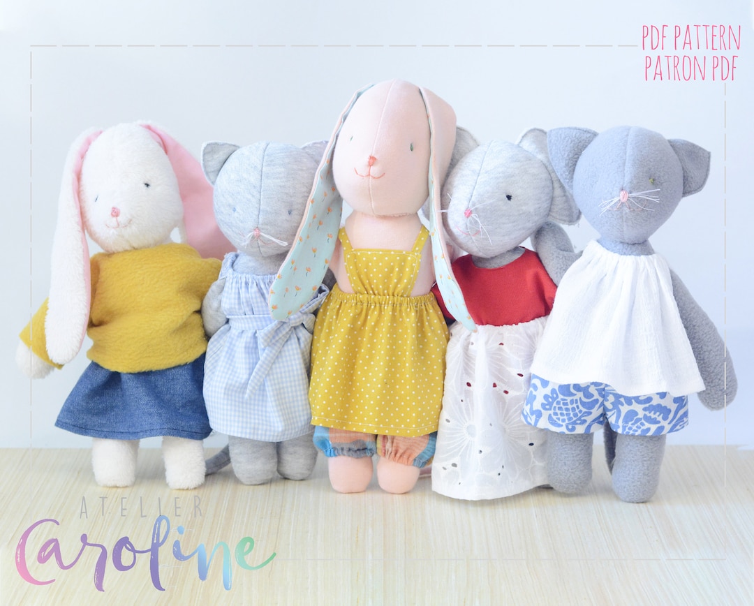Downloadable Sewing Pattern Clothes for Stuffed Animals Plushes ...