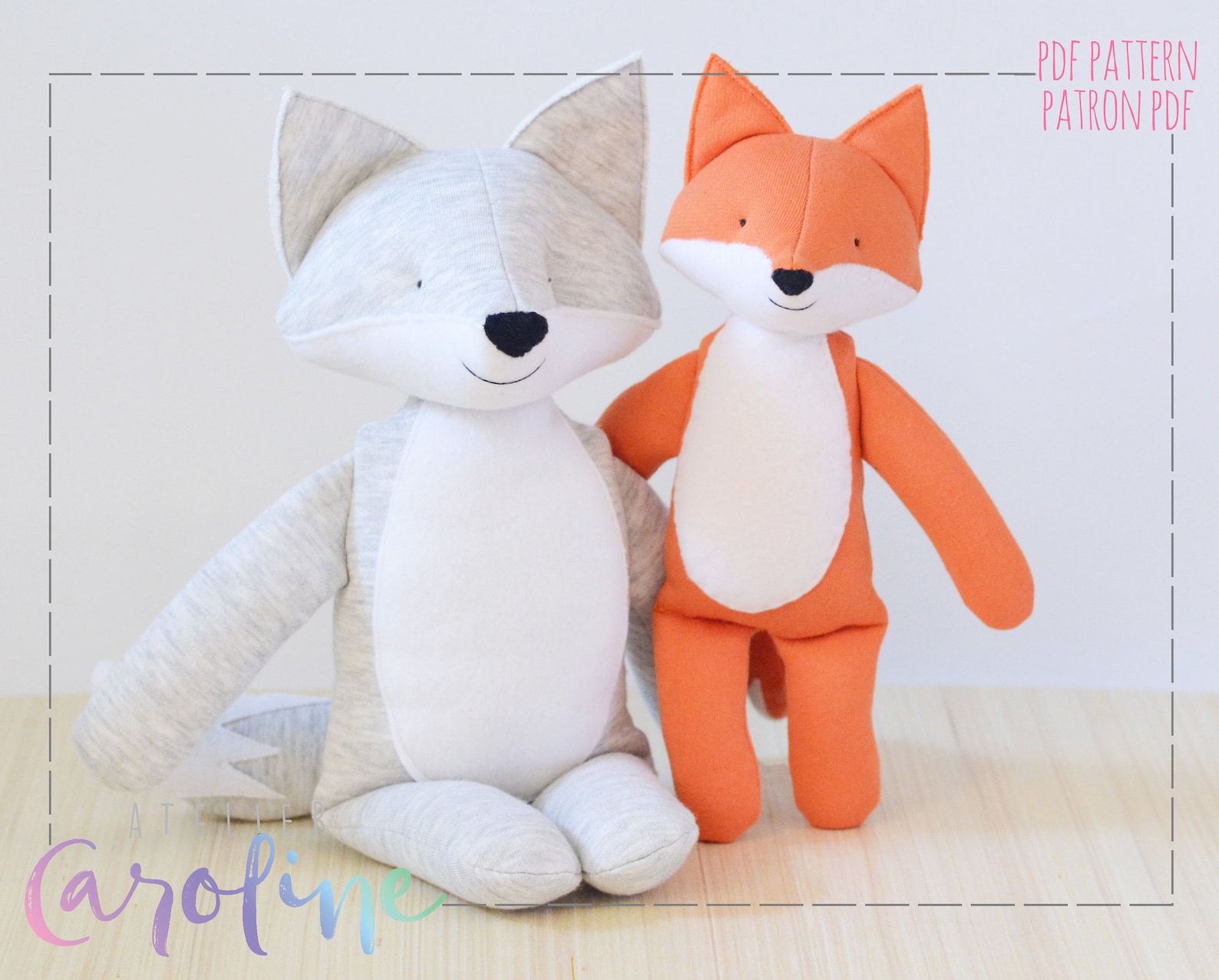 Downloadable Sewing Pattern Stuffed Toy Fox and Wolf Plush | Etsy