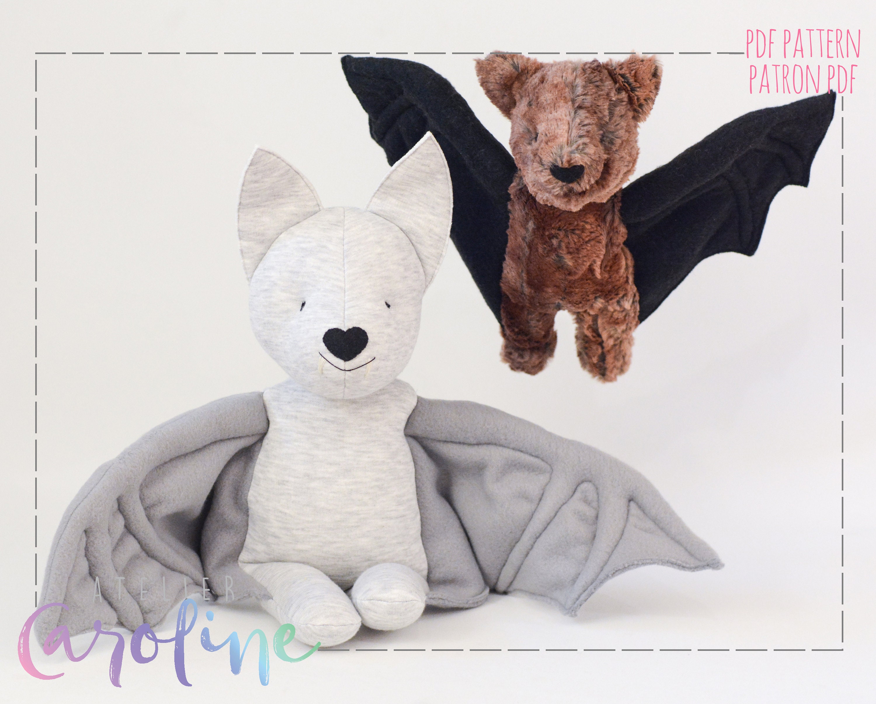 Downloadable Sewing pattern and tutorial stuffed toy bat | Etsy