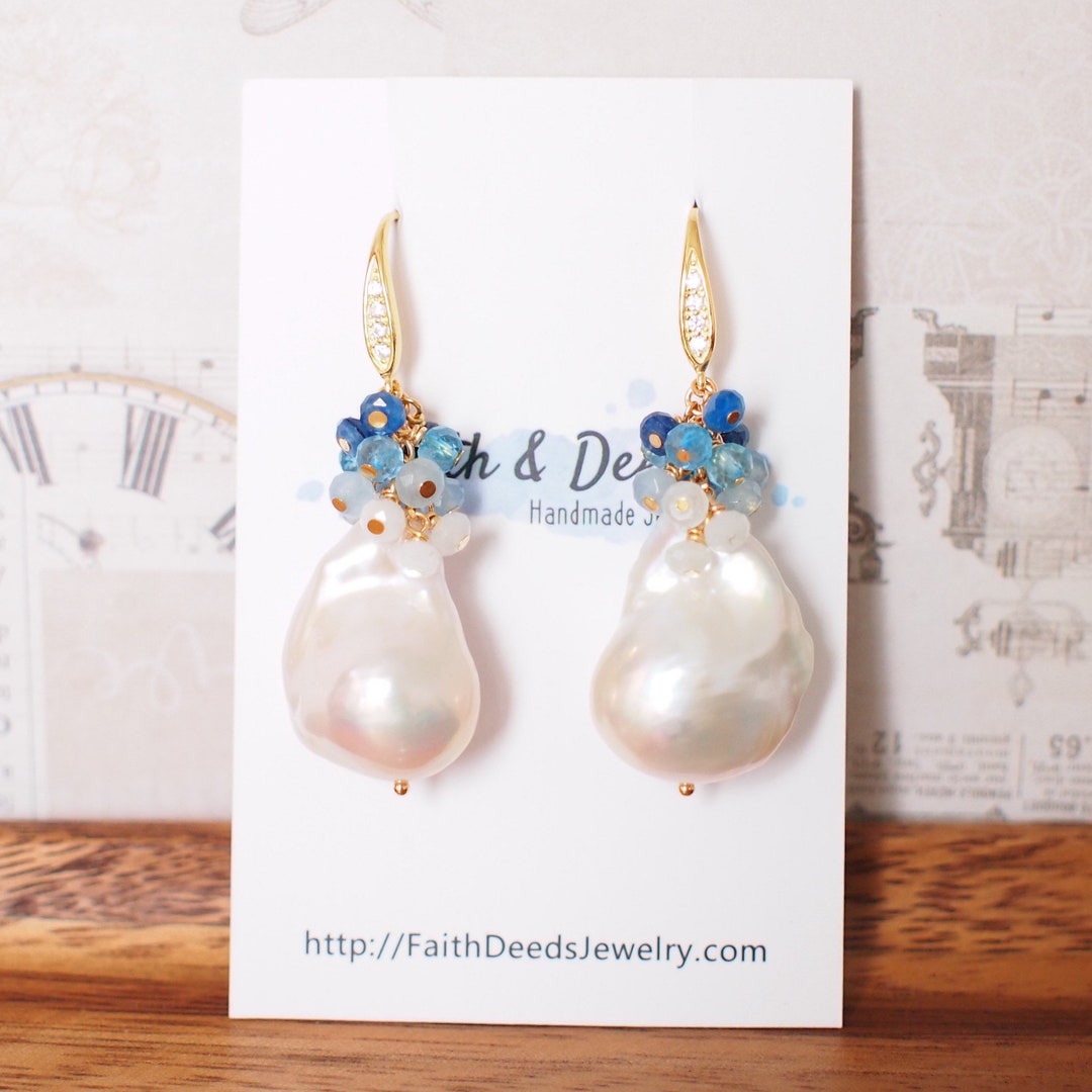 Barock Perlen Ohrringe // Flameball Perlen // Aquamarin x Topas x ...