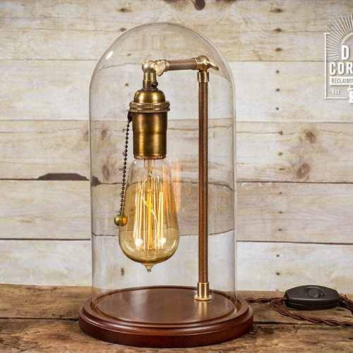 Edison Bell Jar Lamp Antique Brass | Etsy