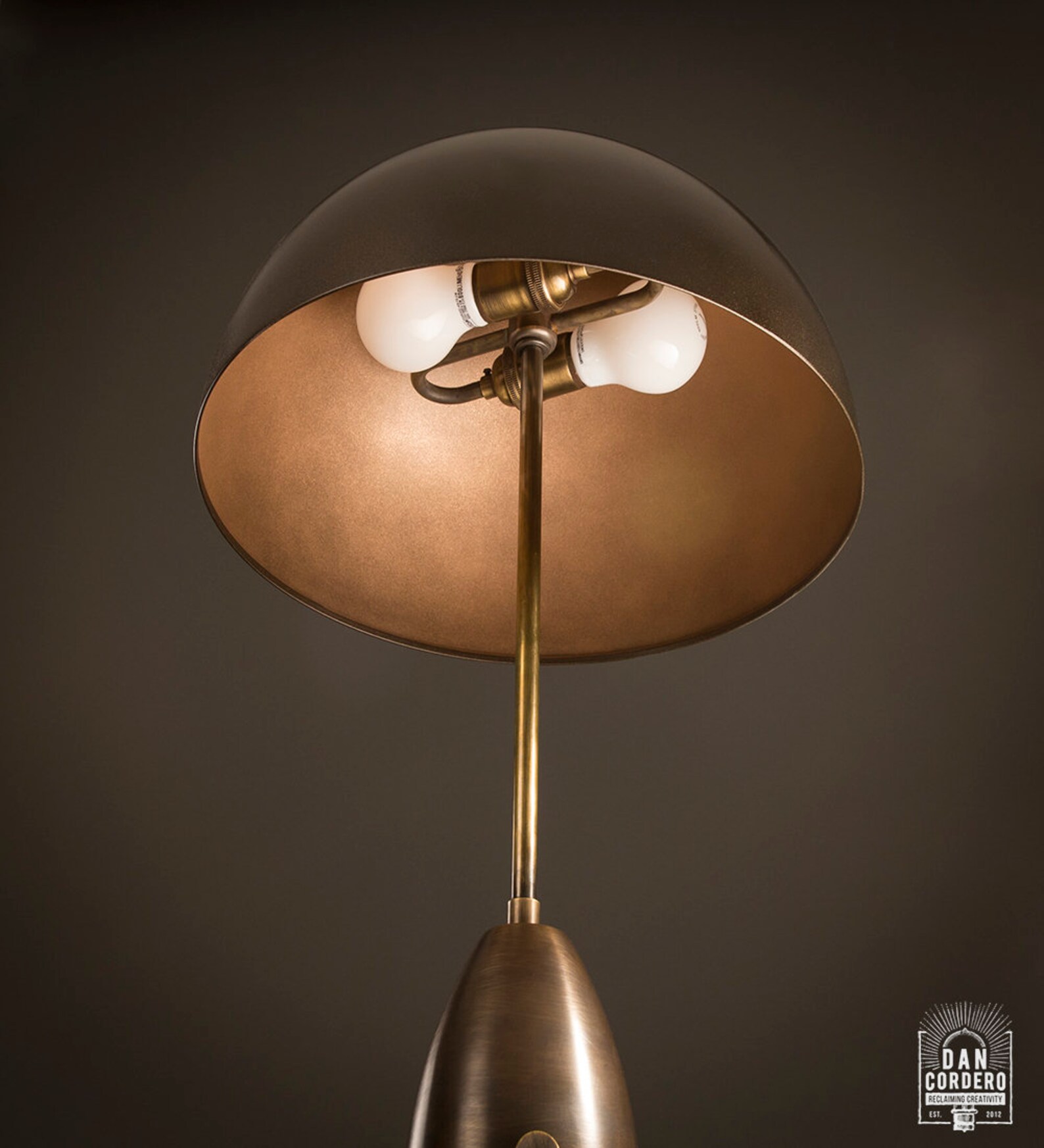 Aged Brass Dome Table Lamp - Etsy
