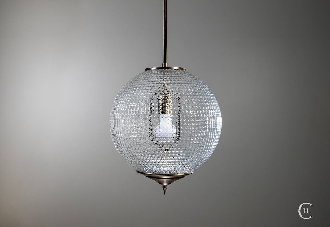 14" Diamond Cut Globe Pendant - Etsy