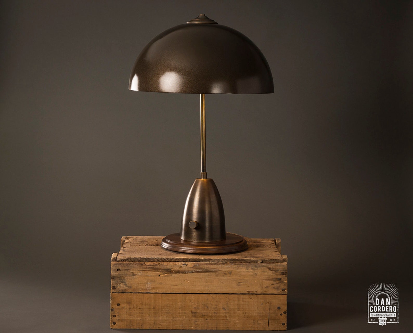 Aged Brass Dome Table Lamp - Etsy
