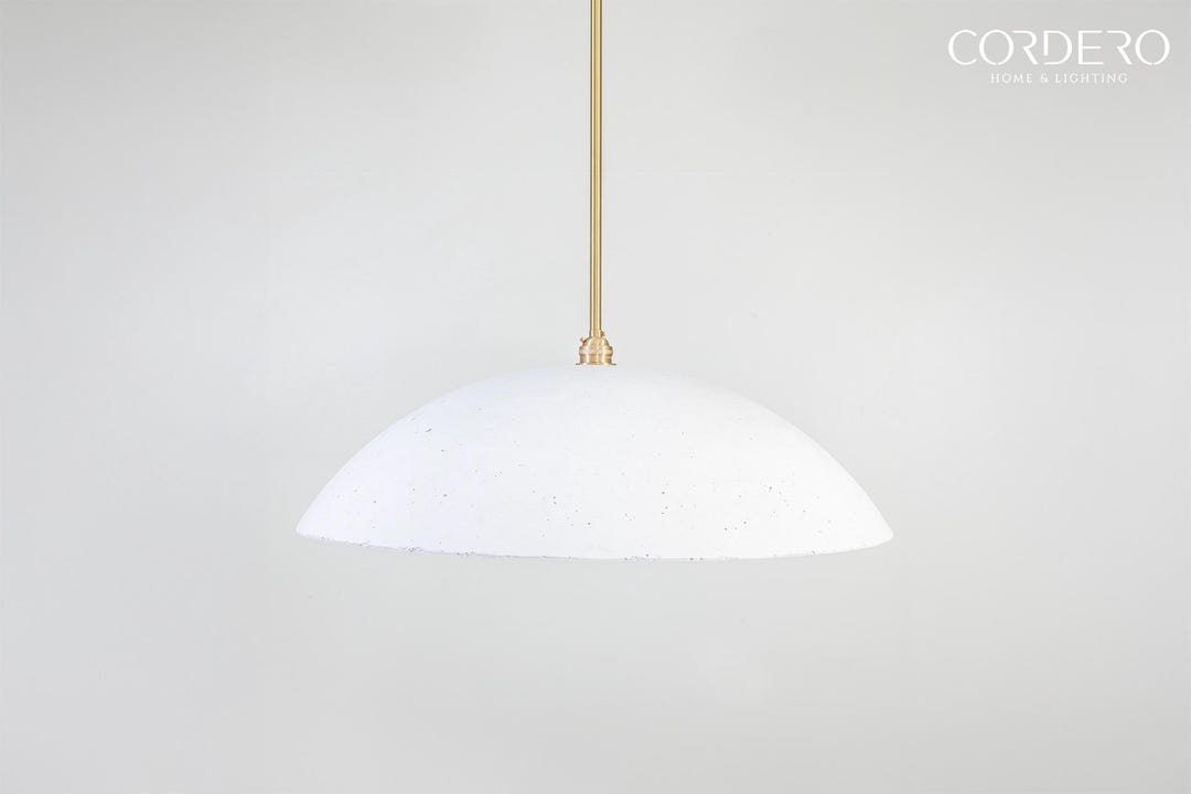 White Concrete Pendant Light - Etsy