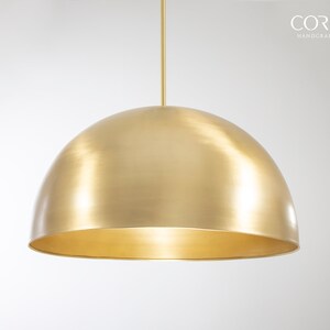 Brushed Brass Smooth Dome Pendant Light Fixture - Etsy