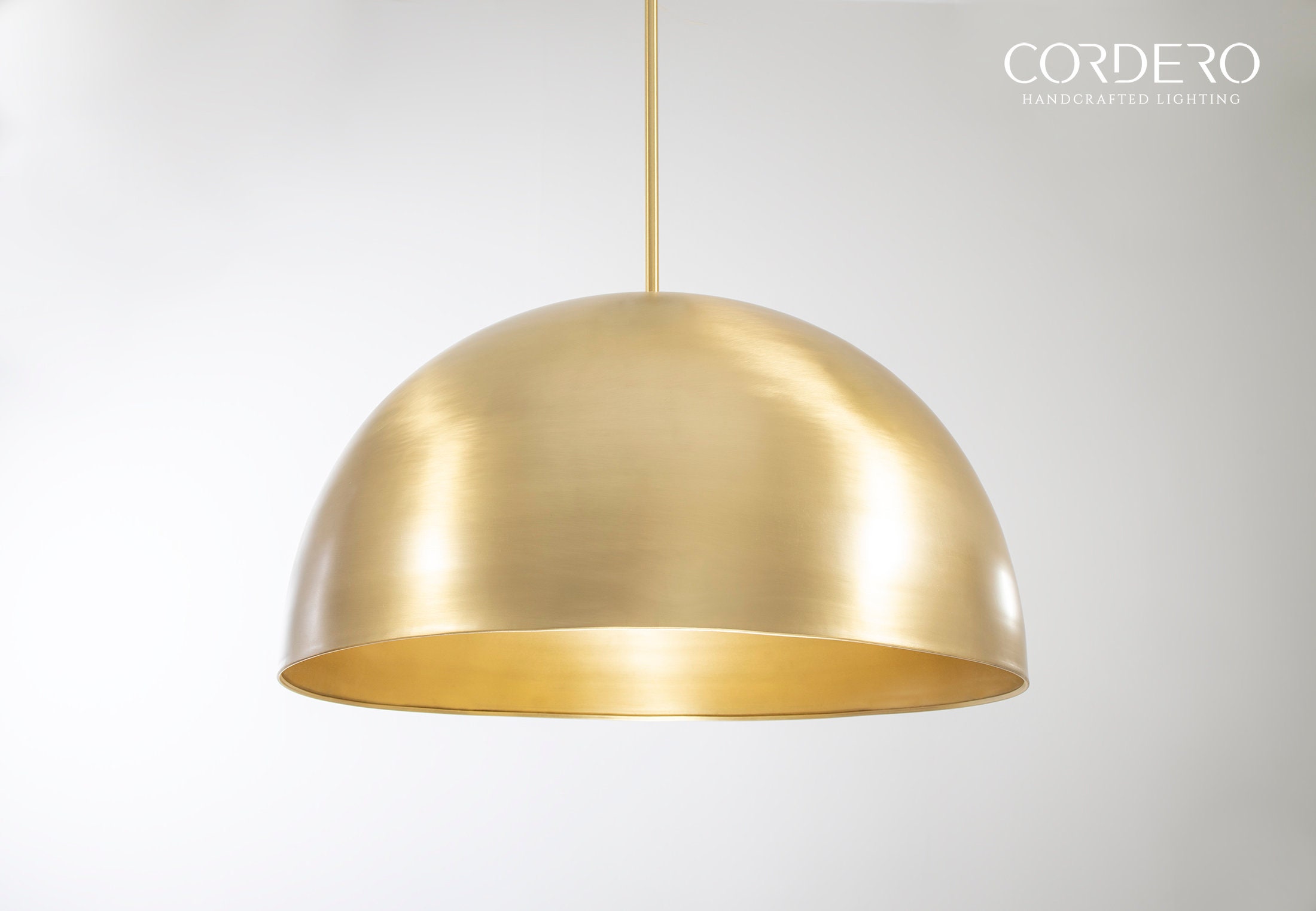 Brushed Brass Smooth Dome Pendant Light Fixture | Etsy