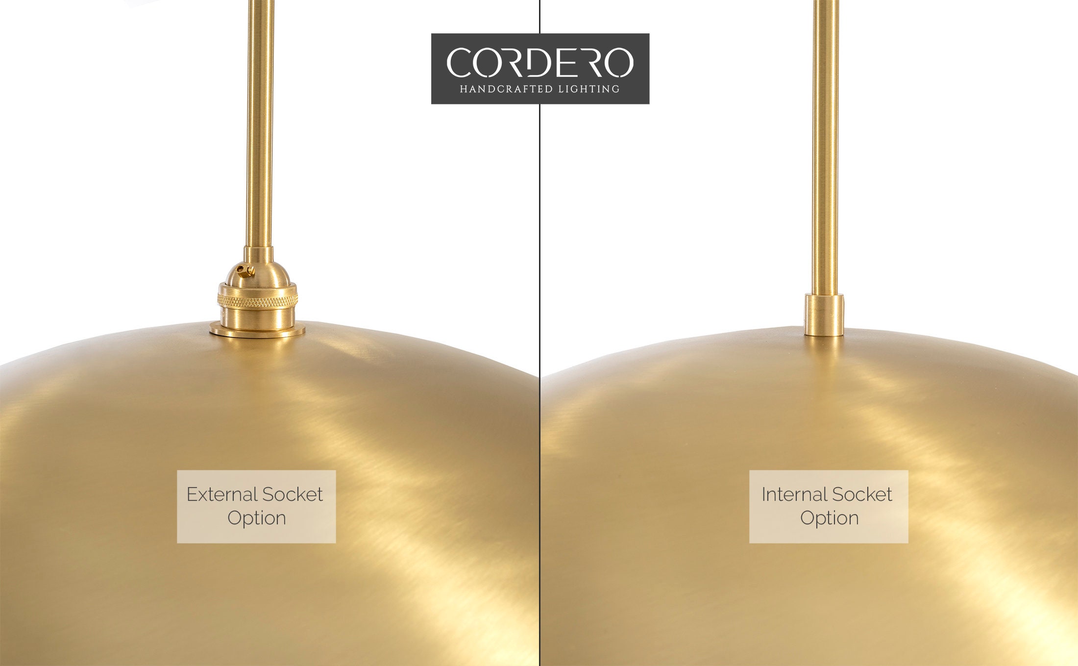 Brushed Brass Smooth Dome Pendant Light Fixture | Etsy