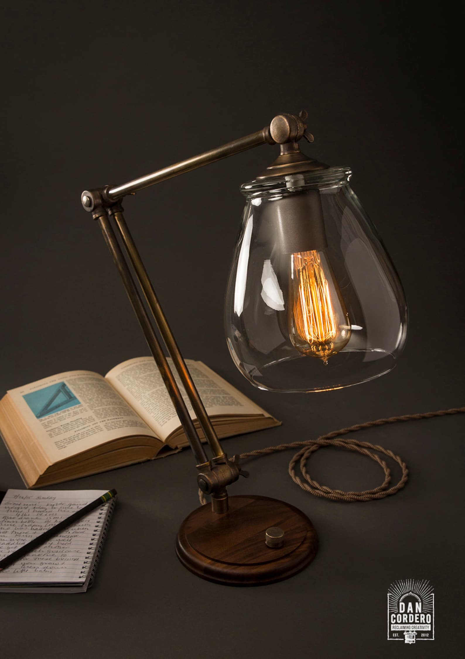 Leora Aged Brass Table Edison Lamp - Etsy