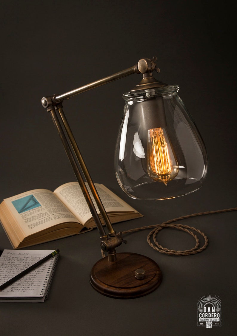 Leora Aged Brass Table Edison Lamp - Etsy