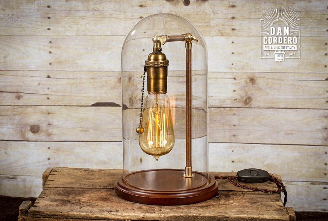 Glass Bell Jar Lamp Table Lamp Desk Lamp Glass Dome Bell Jar Night Lamp Antique Brass Etsy UK