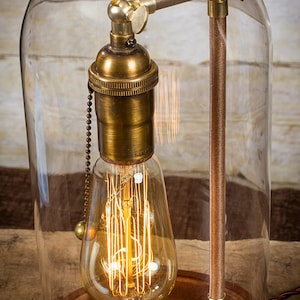 Glass Bell Jar Lamp | Table Lamp | Desk Lamp | Glass Dome | Bell Jar ...