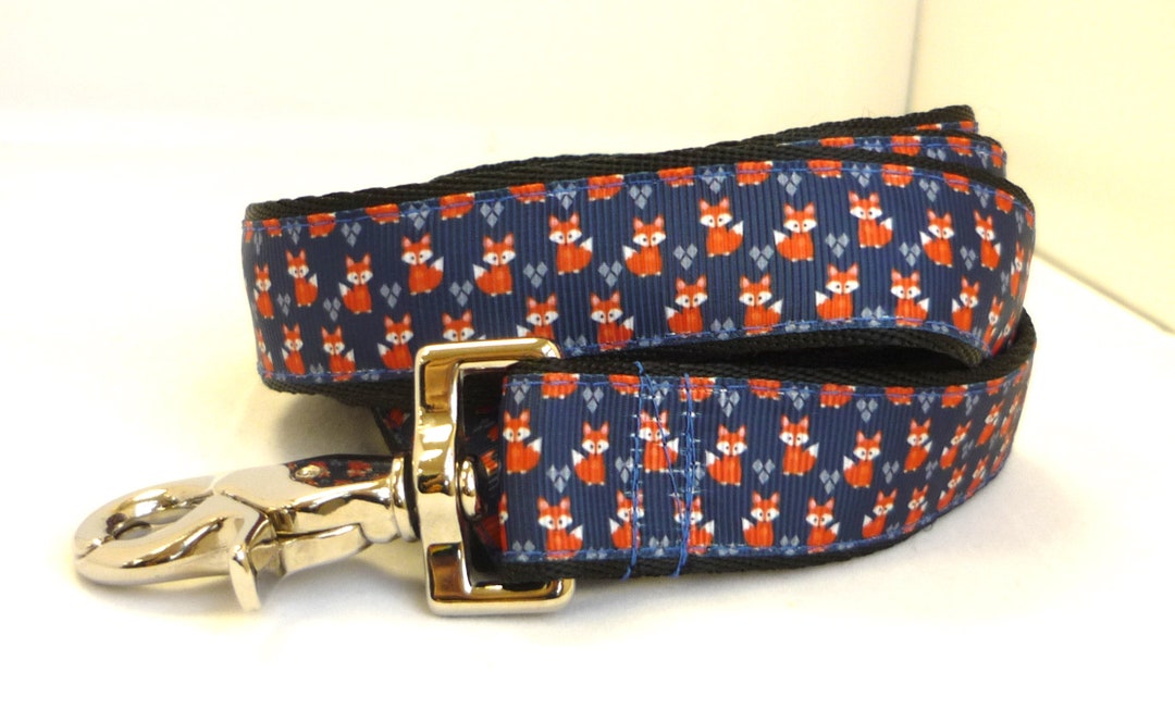 Foxes Dog Leash 3/4 Wide or 1 Wide 4ft Foxes Dog Leash 6ft Foxes Dog ...