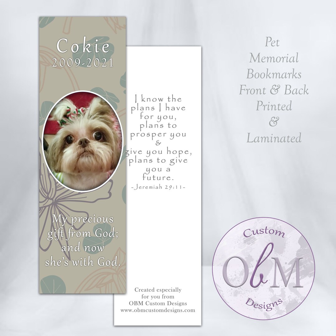 Dog Paw Cat Paw Bookmark Memorial Pet Photo Bookmarks for - Etsy
