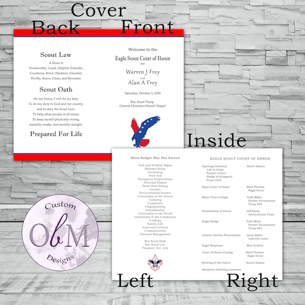 Eagle Scout Printable Program Template - Etsy