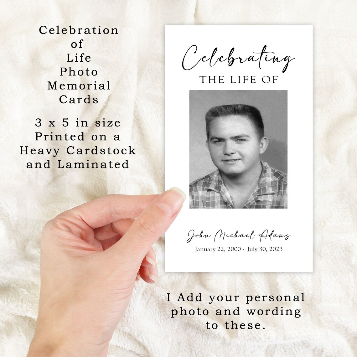 Photo Prayer Card Memorial Funeral Celebration of Life Cards - Etsy