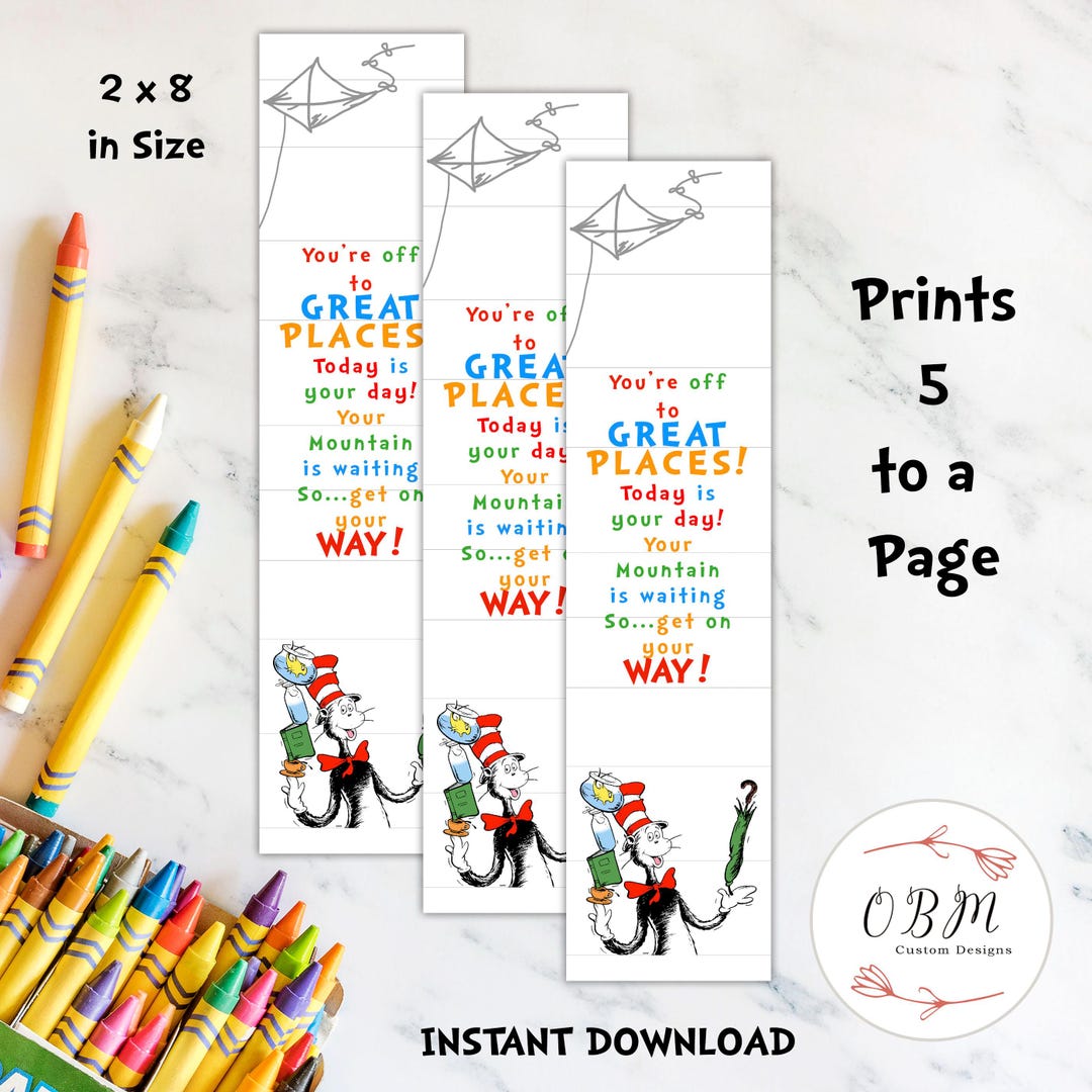 Dr. Seuss Inspired Bookmarks: Classroom Party Favors (digital Download ...