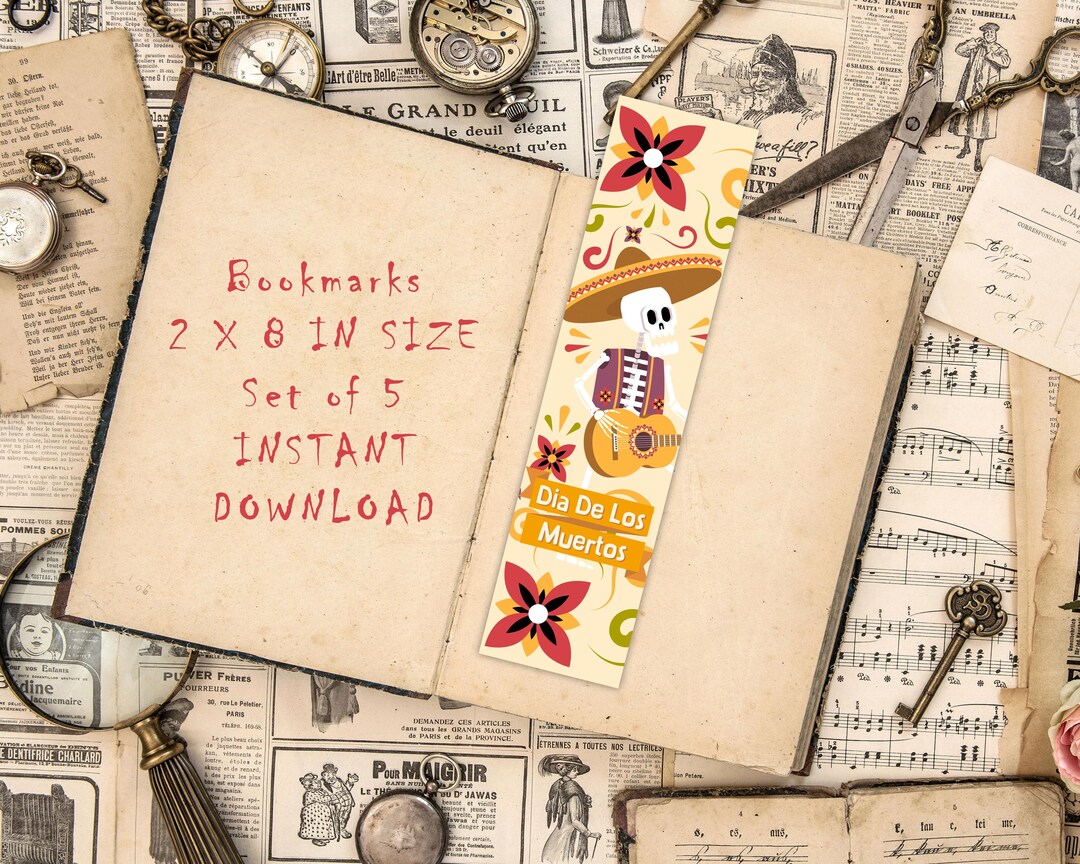 Día Del Los Muertos Day of the Dead Themed 2x8 Bookmarks Gifts for ...